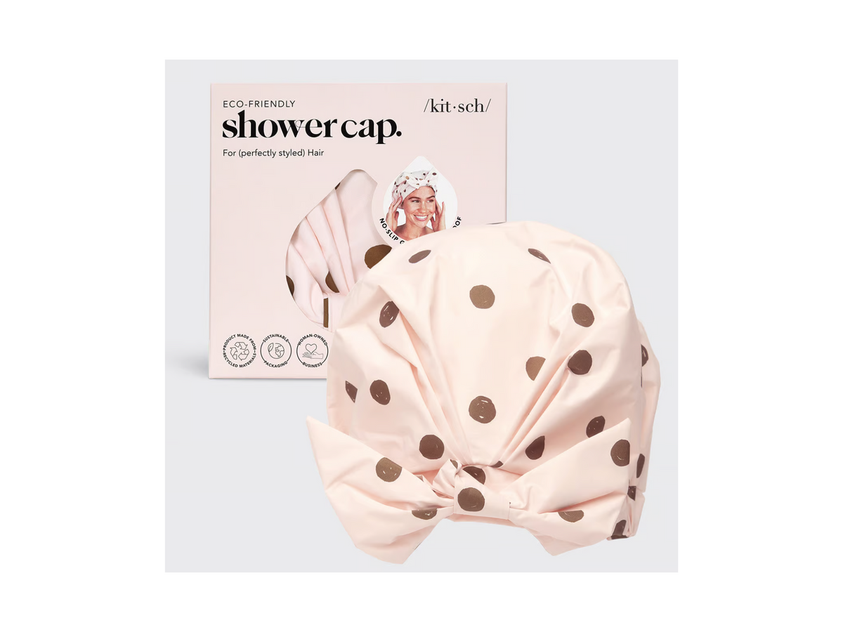 Luxe Shower Cap Blush Dot — The Burlap Sack Boutique